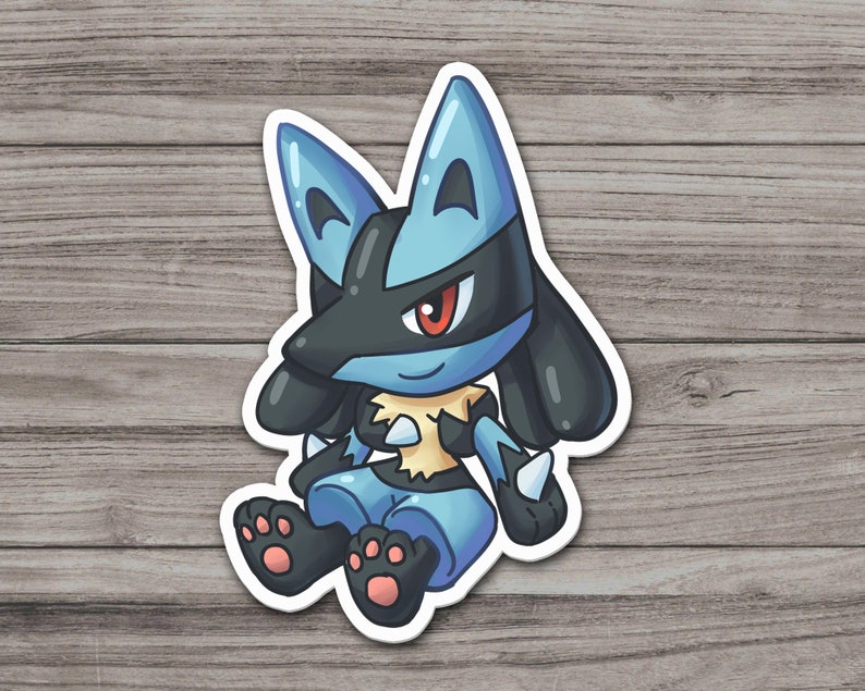 Lucario Chibi Sticker Fan Art Cute Foodie Sticker Laptop - Etsy