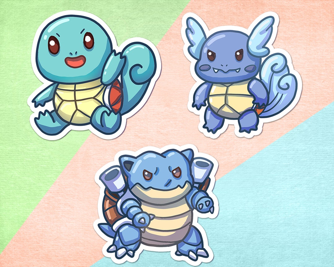 Chibi Squirtle Wartortle Blastoise Stickers Fan Art - Etsy