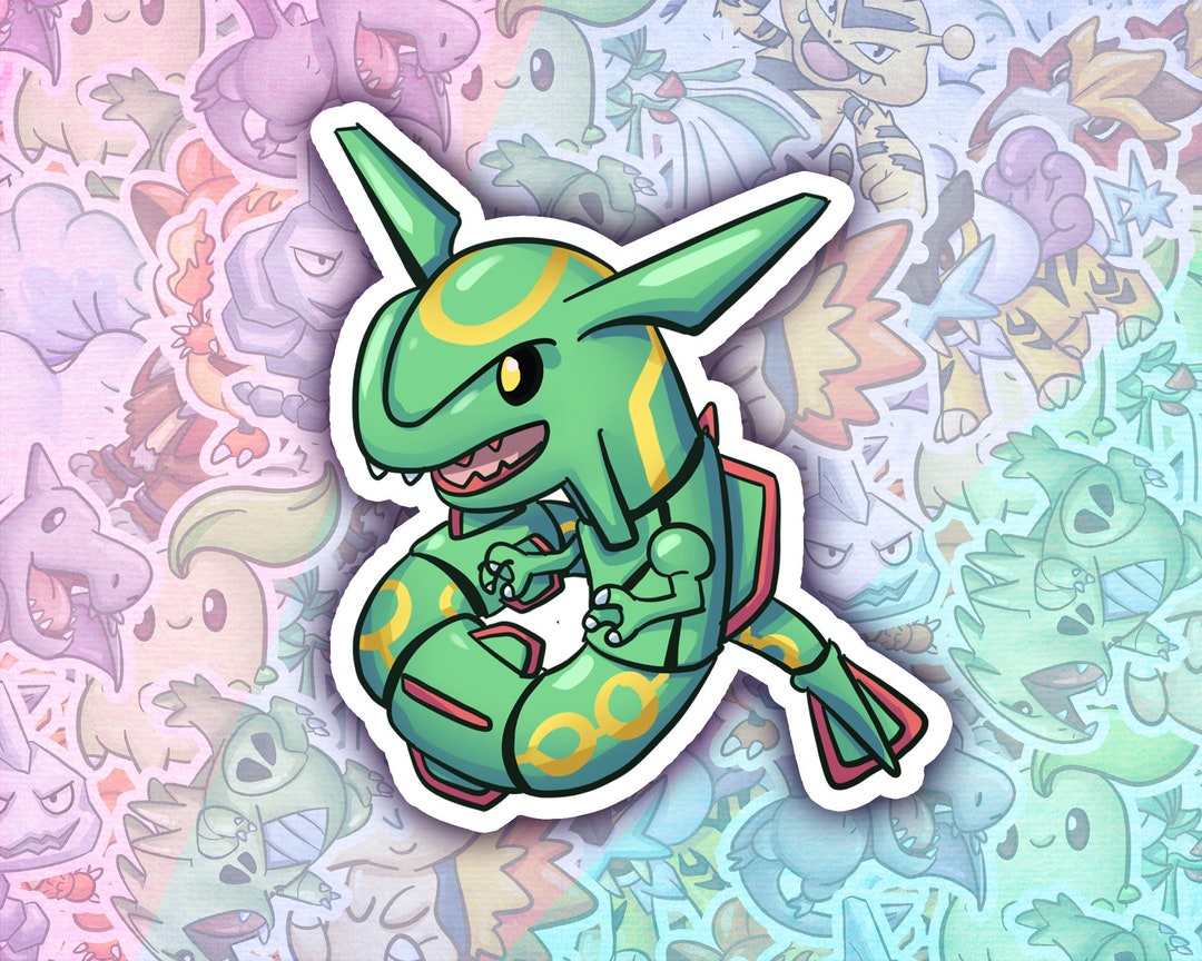 Rayquaza Chibi Sticker Fan Art Cute Foodie Sticker Laptop Sticker Vinyl ...