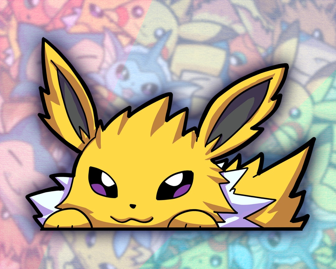 Jolteon Peeker Sticker | Fan Art | INDOOR USE ONLY | Laptop Sticker ...