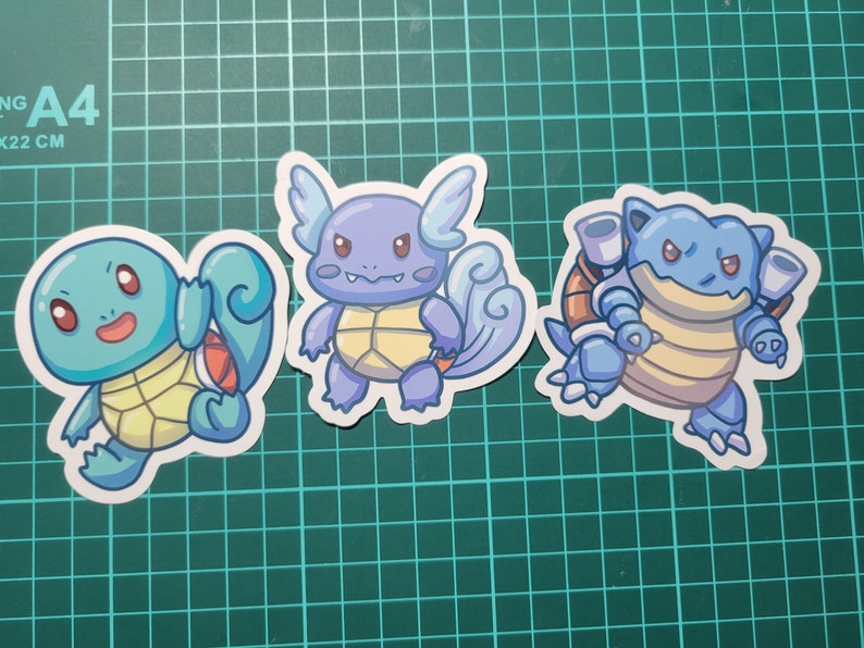 Chibi Squirtle Wartortle Blastoise Stickers Fan Art - Etsy