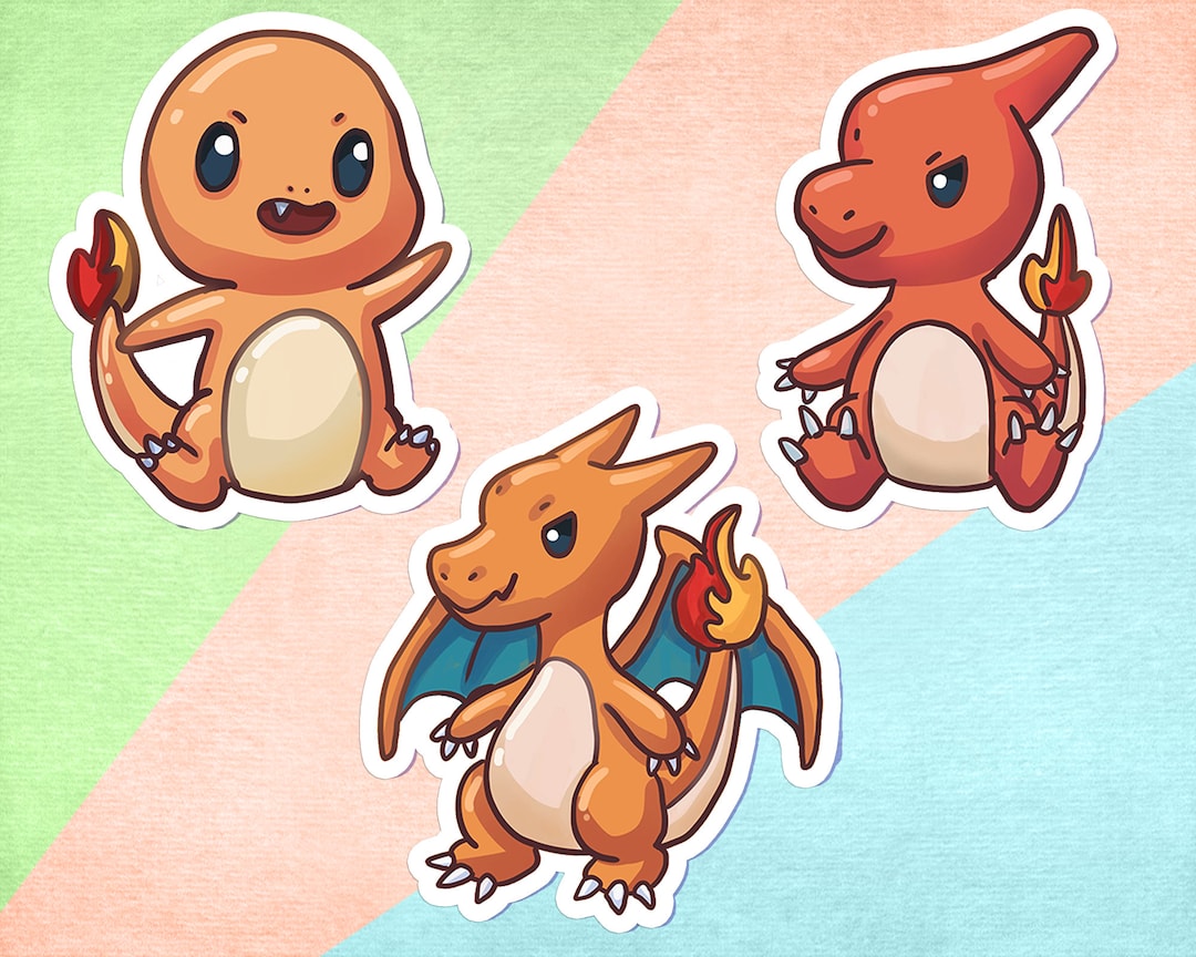 Chibi Charmander, Charmelion, Charizard Stickers! | Fan Art | Cute ...