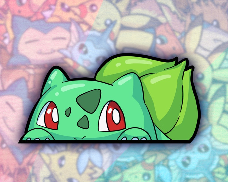 Bulbasaur Peeker Sticker | Fan Art | INDOOR USE ONLY | Laptop Sticker ...