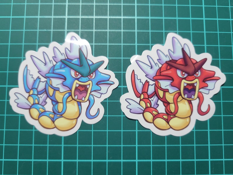 Gyarados and Shiny Gyarados Chibi Sticker Fan Art Cute - Etsy