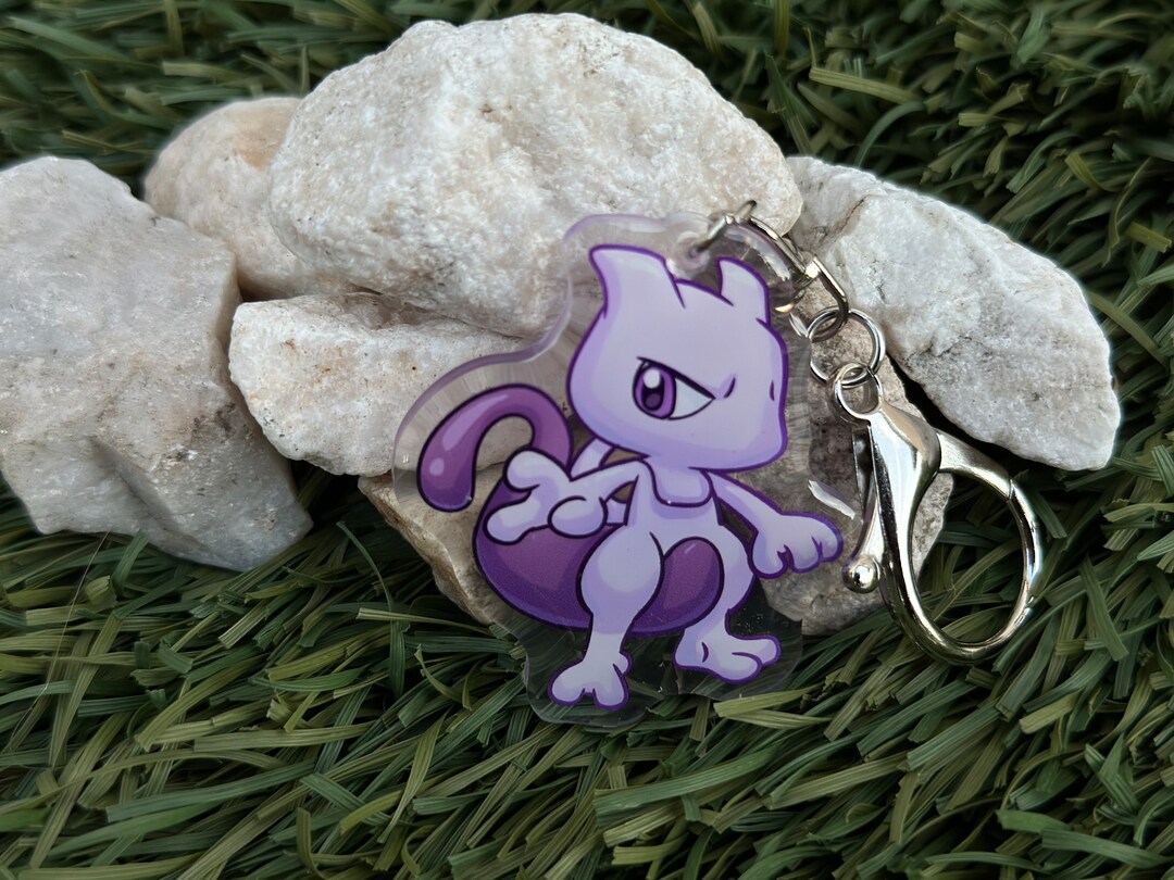 Mewtwo #150 Chibi Keychain 2" | Fan Art | Cute Foodie Sticker | Laptop ...