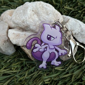 Mewtwo #150 Chibi Keychain 2" | Fan Art | Cute Foodie Sticker | Laptop ...