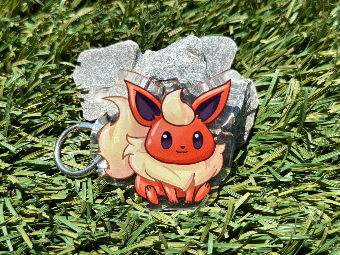 Flareon #136 Chibi Keychain 2" | Fan Art | Cute Foodie Sticker | Laptop ...