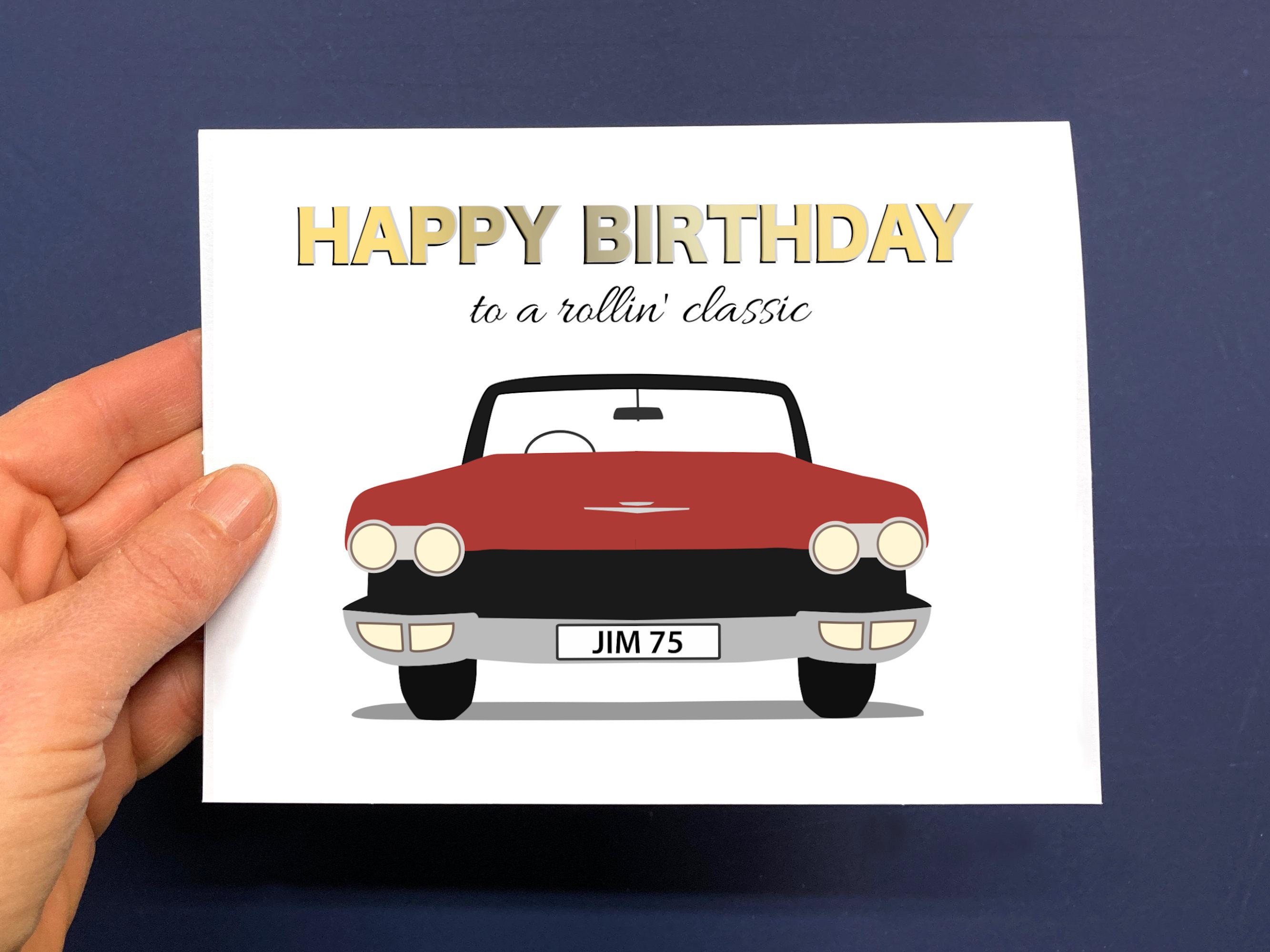 Classic Car Birthday Card, Custom Car Lover Gift, Personalized Vintage ...
