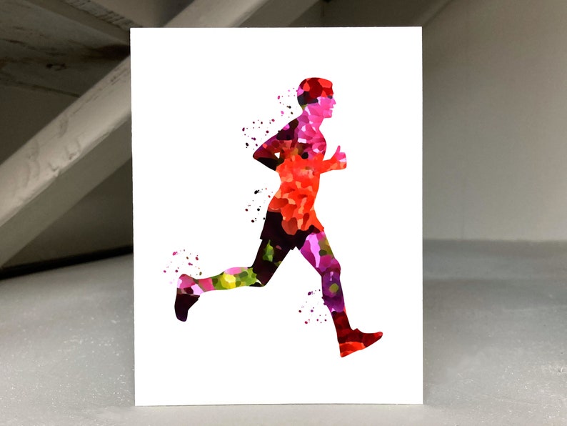 Marathon Card for Runner, Running Man Art - Etsy