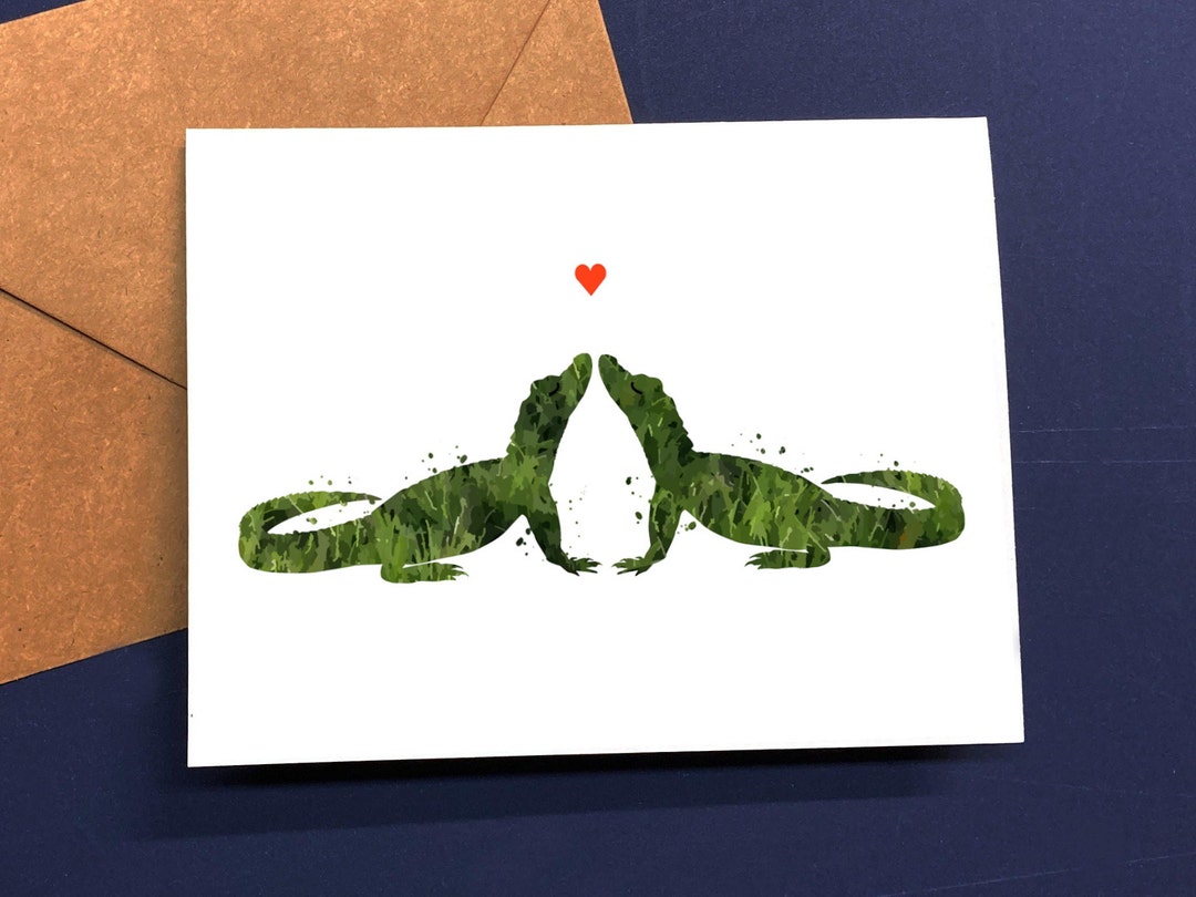 Alligator Valentine, Crocodile Art, Valentines Day Card - Etsy