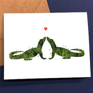 Alligator Valentine, Crocodile Art, Valentines Day Card - Etsy