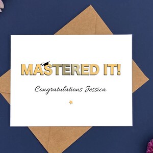 Masters Degree Graduation Card, Personalized Mastered It Card - Etsy