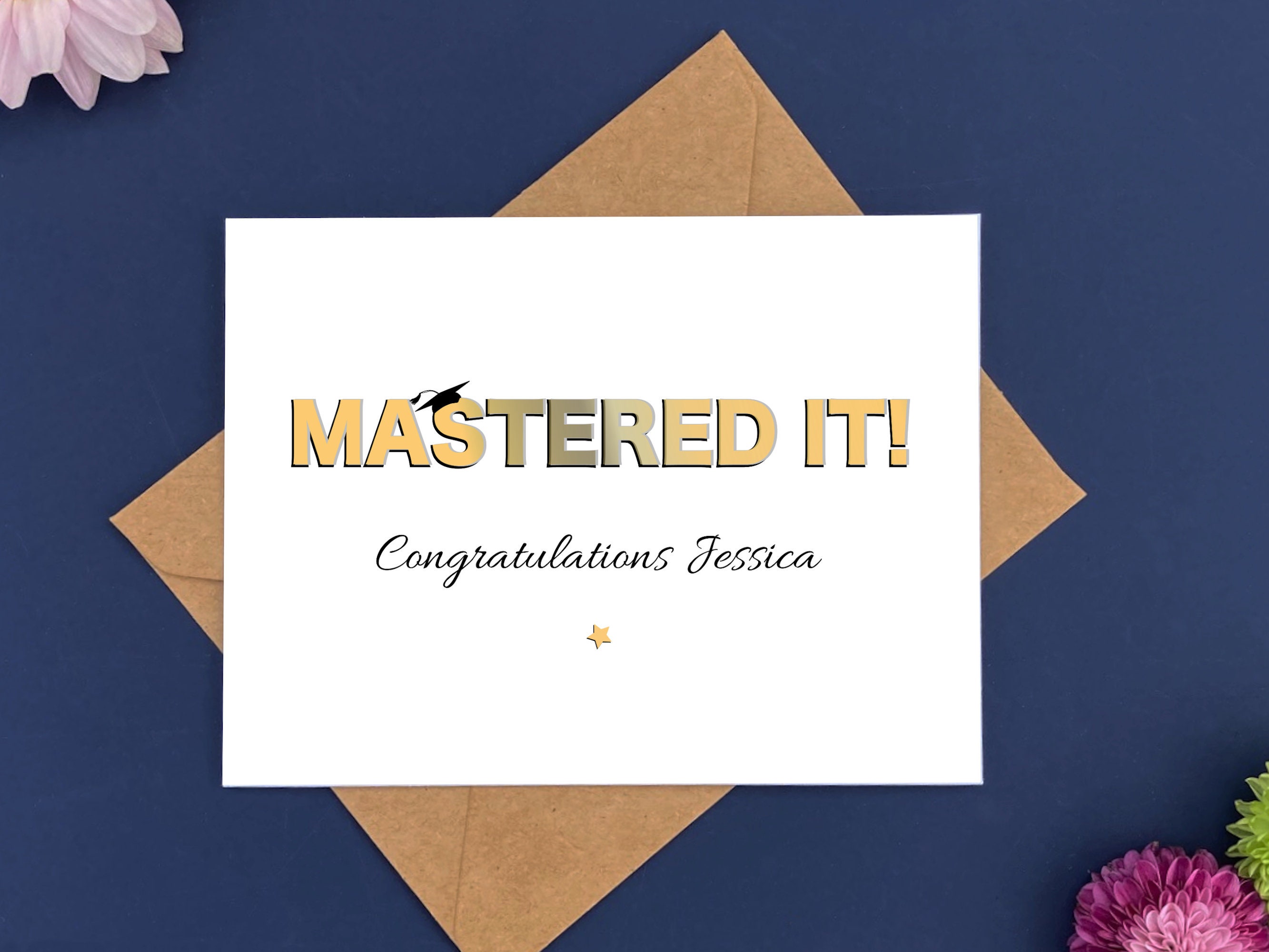 Masters Degree Graduation Card, Personalized Mastered It Card - Etsy