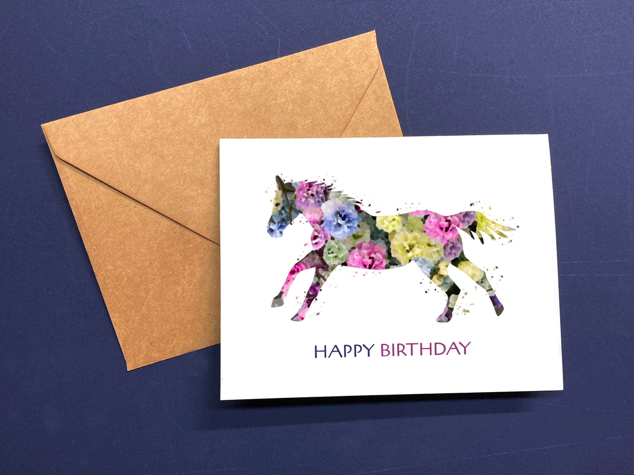 Custom Horse Birthday Card, Personalized Name or Plain - Etsy