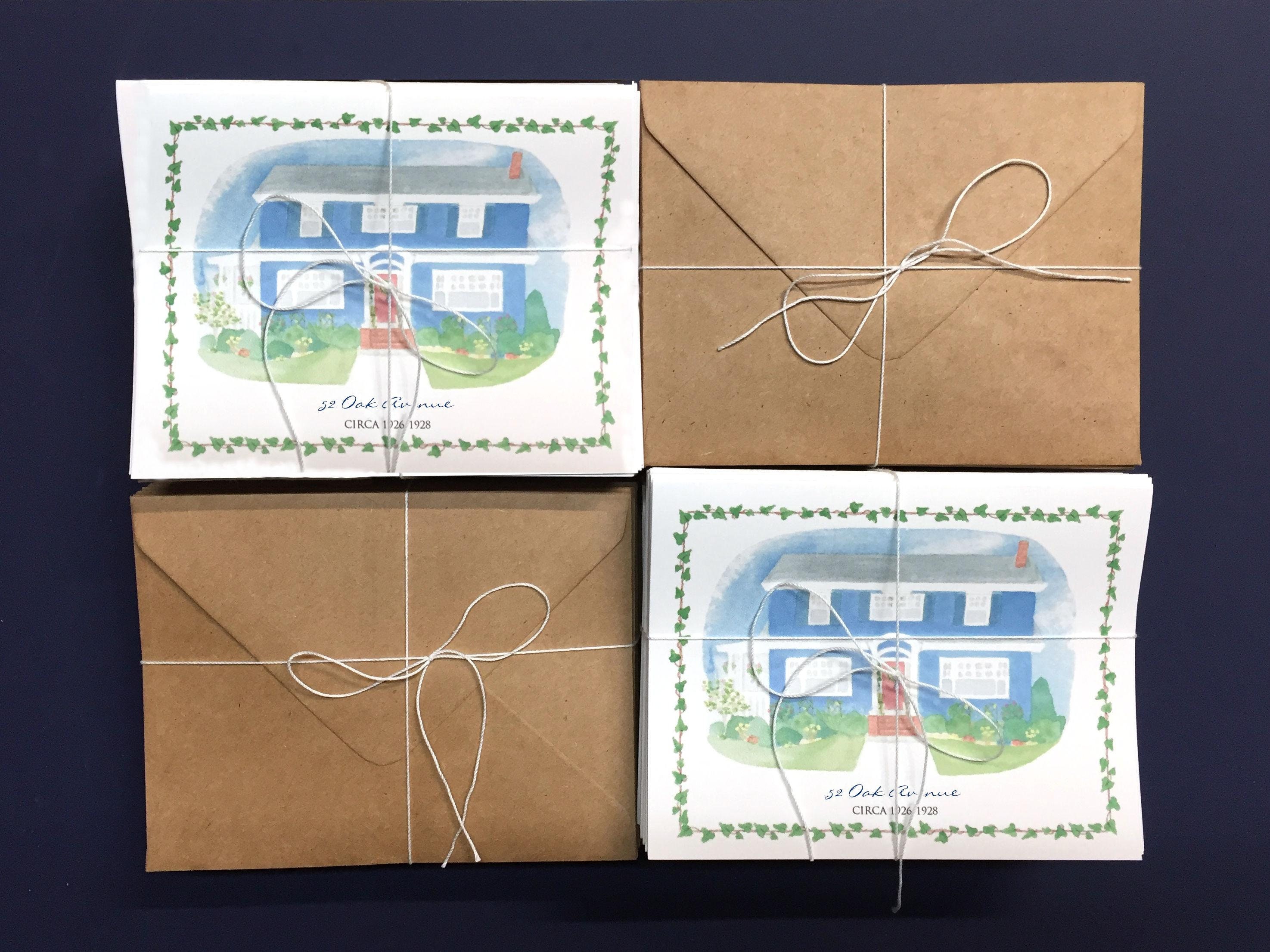 Custom House Portrait Note Cards, Featuring Unique Watercolor Painting ...