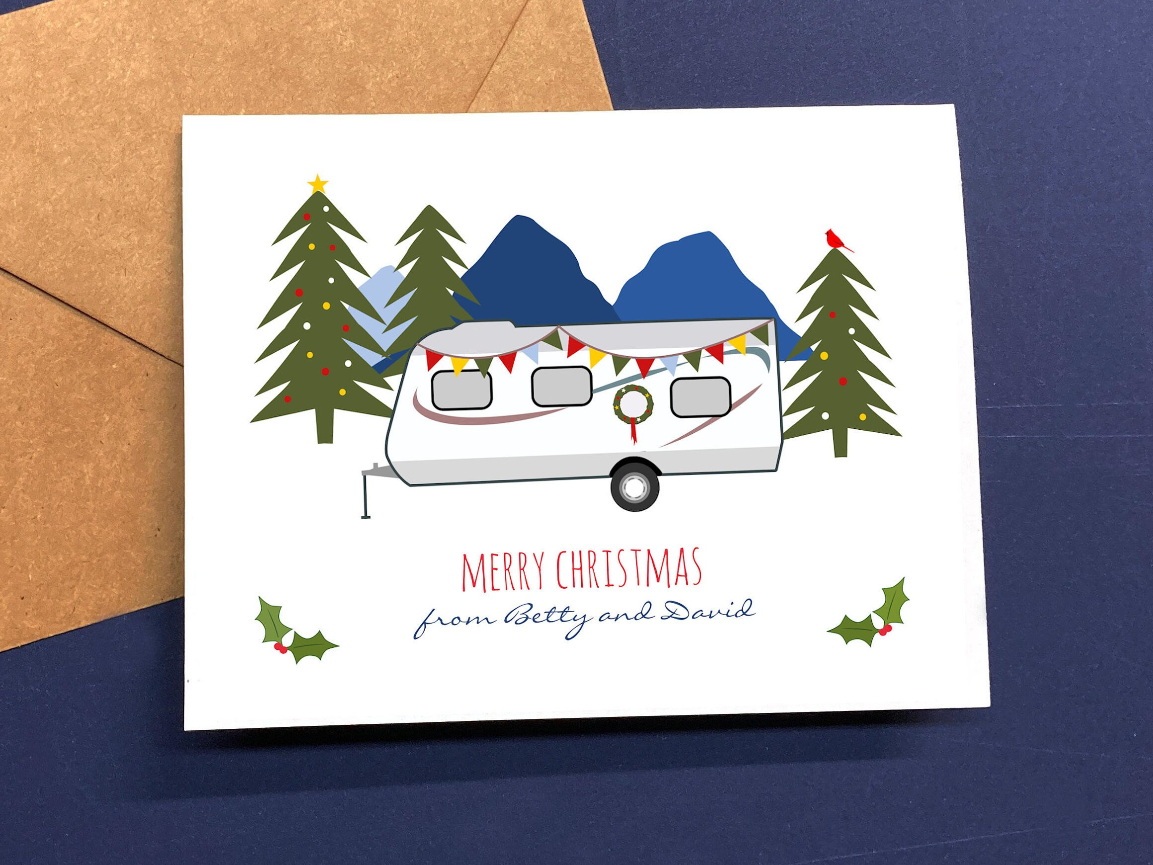 Unique Holiday Cards With Christmas Camper - Etsy