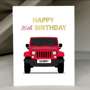 16th Birthday Card, Teen Daughter or Son, 16 Year Old Girl, Custom Car ...