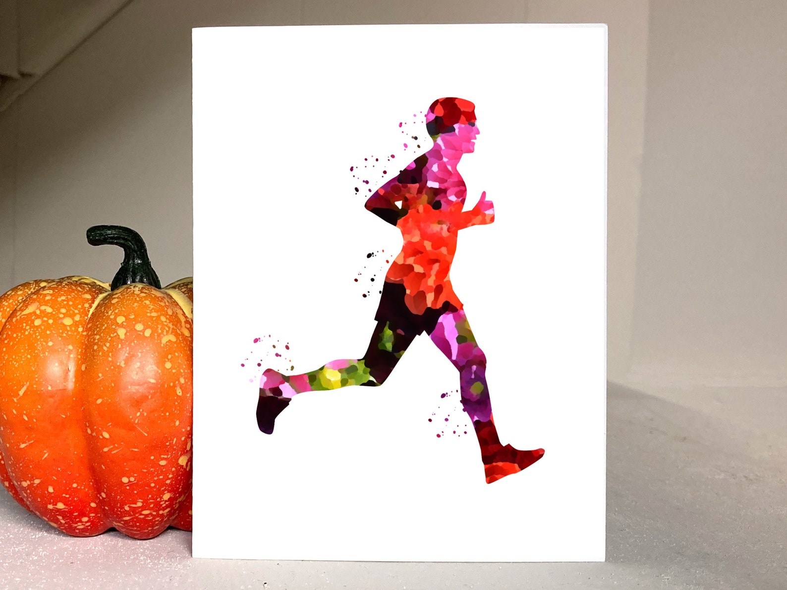 Marathon Card for Runner, Running Man Art - Etsy