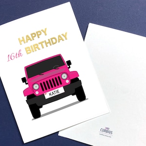 16th Birthday Card, Teen Daughter or Son, 16 Year Old Girl, Custom Car ...
