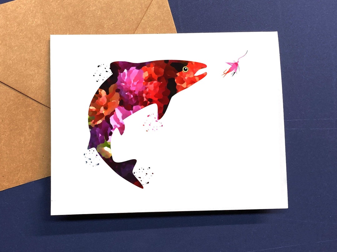 Watercolor Fish Card, Custom Fly Fishing Gift - Etsy