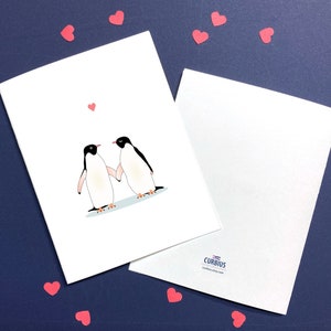 Penguins in Love Anniversary Card, Penguin Engagement, Bird Wedding ...