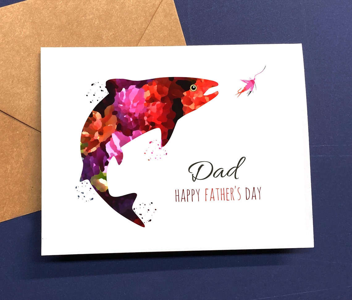 Watercolor Fish Fathers Day Card Fishing Dad Gift - Etsy UK