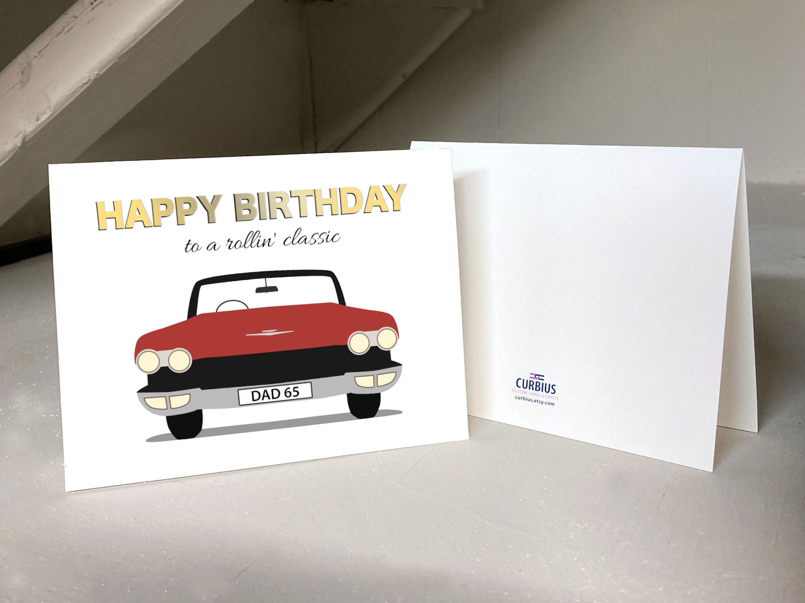 Classic Car Birthday Card, Custom Car Lover Gift, Personalized Vintage ...