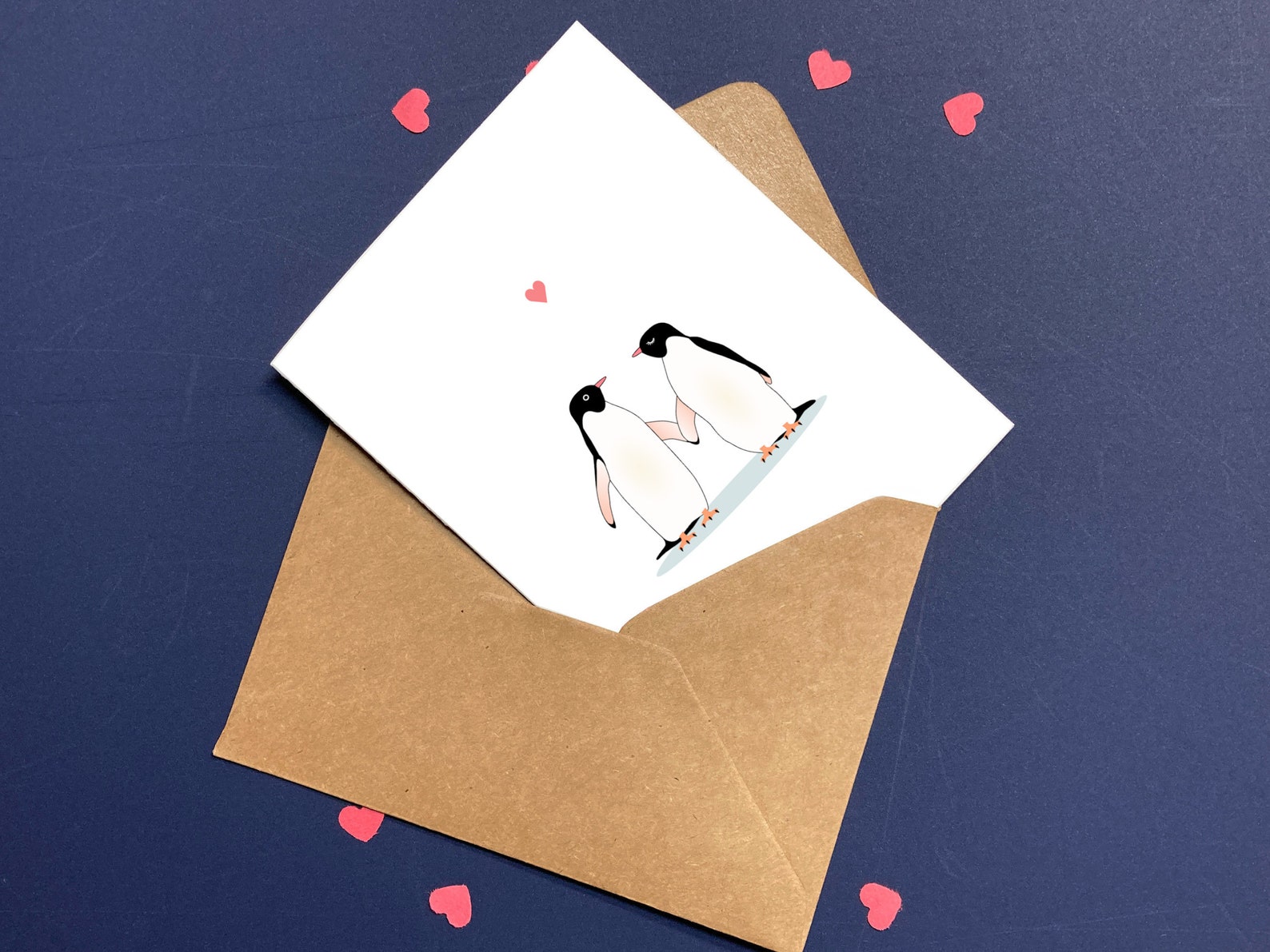 Penguins in Love Anniversary Card, Penguin Engagement, Bird Wedding ...