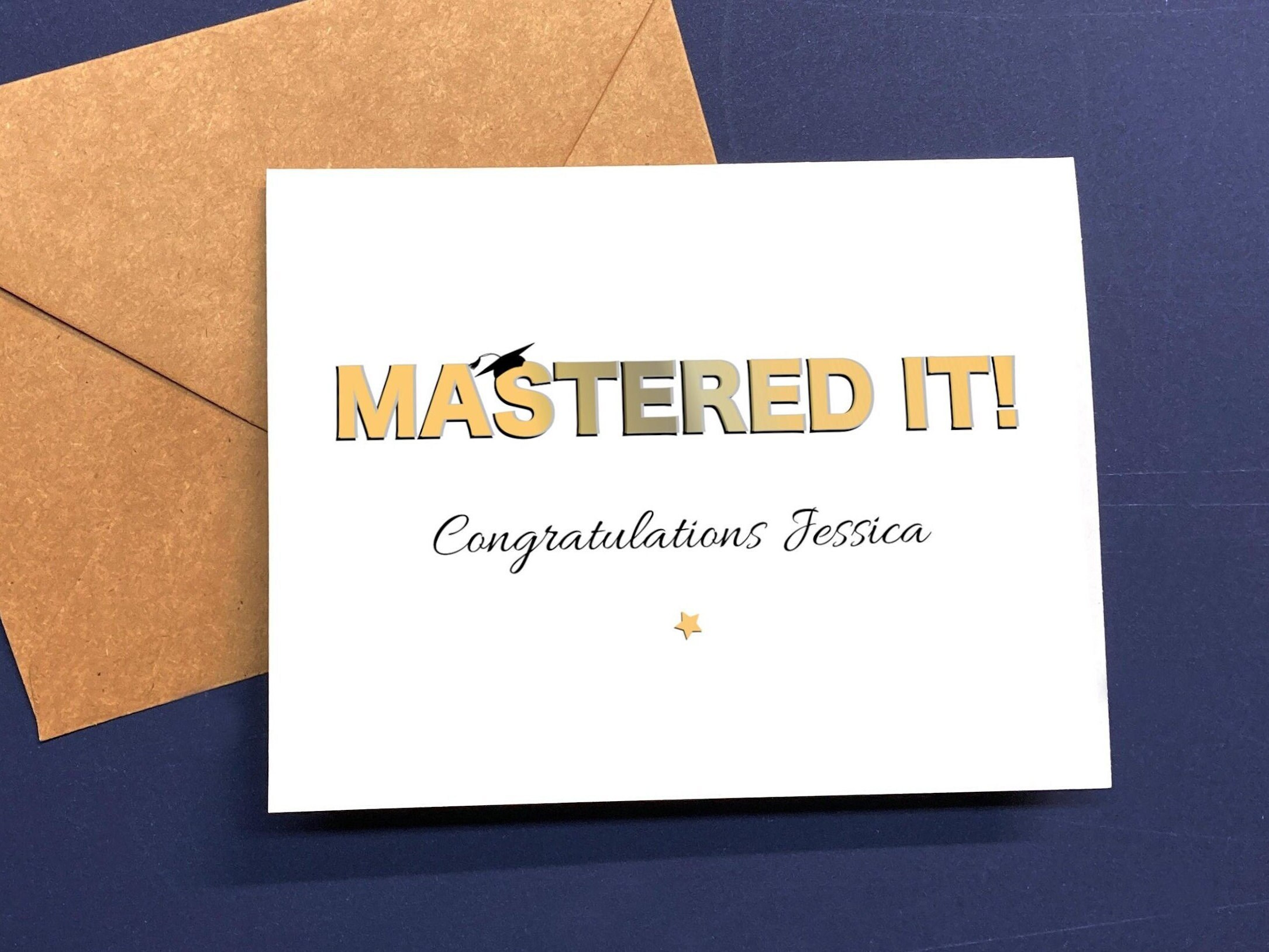 Masters Degree Graduation Card, Personalized Mastered It Card - Etsy