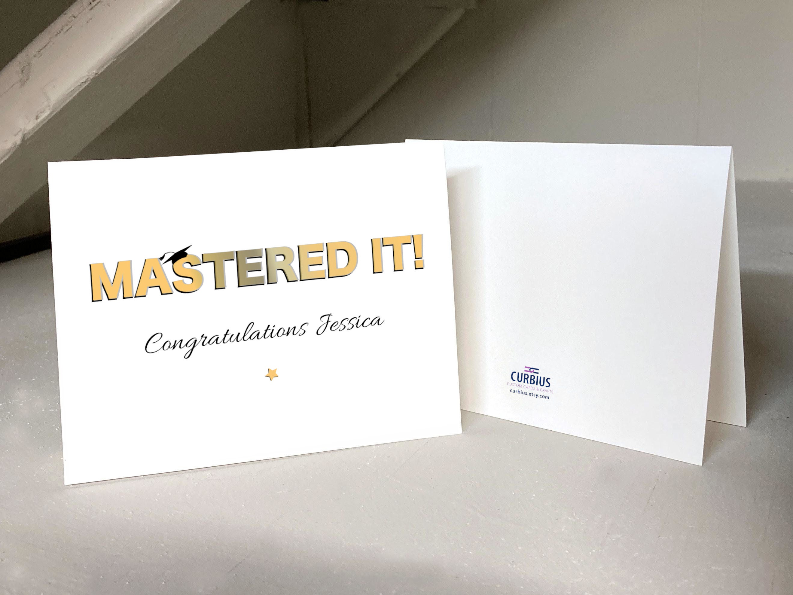 Masters Degree Graduation Card, Personalized Mastered It Card - Etsy