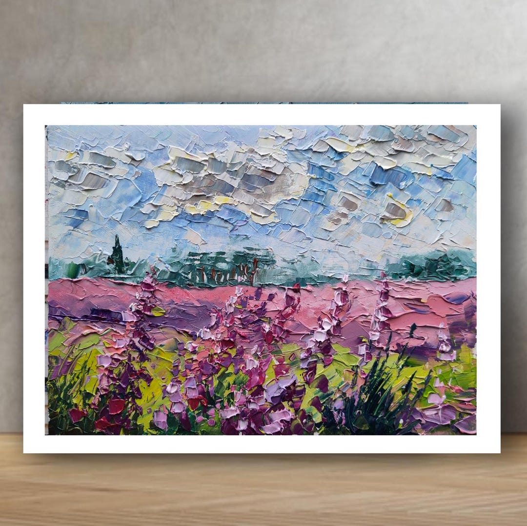 Heather Field Painting Original Art Oil Art Moorland Art Heather Field ...