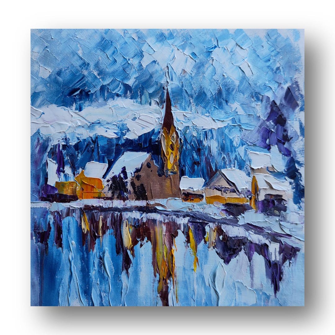 Halstatt Art Original Art Oil Painting Austria Art Winter Art Halstatt ...