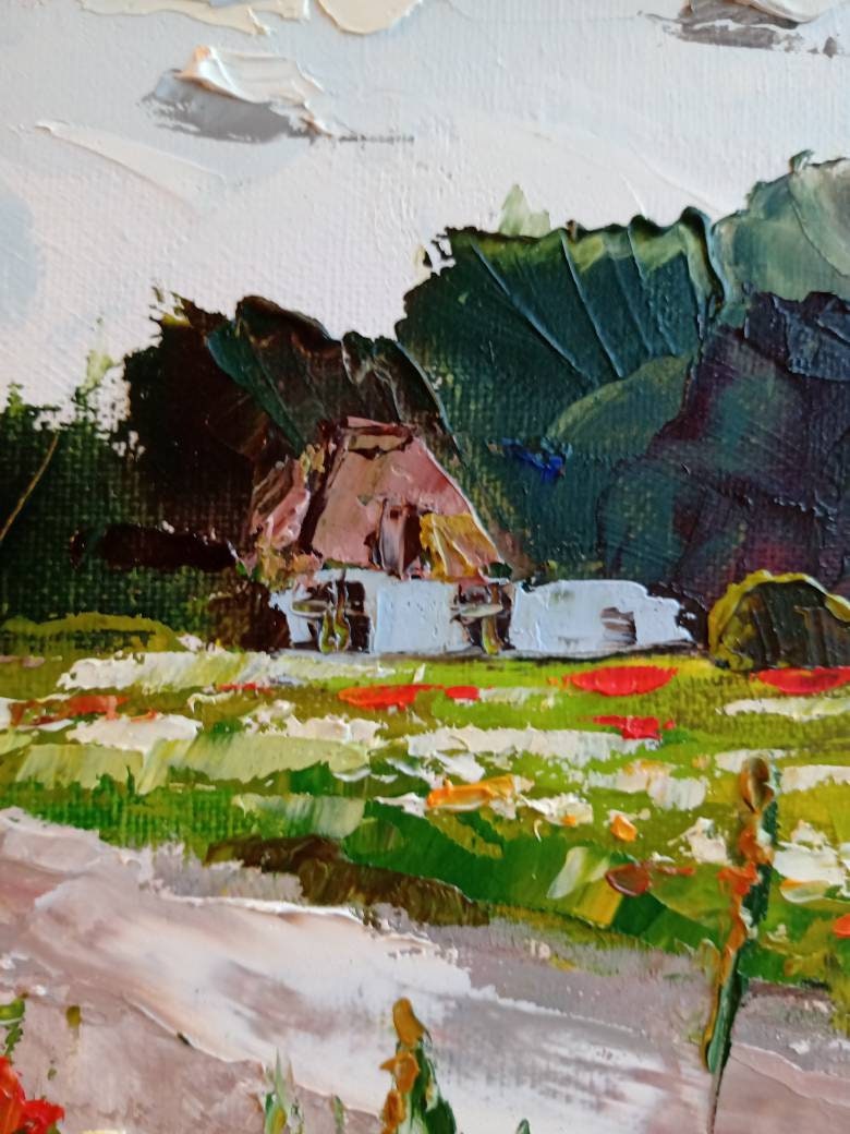 Poppy Field Art Original Painting Custom Landscape Painting - Etsy