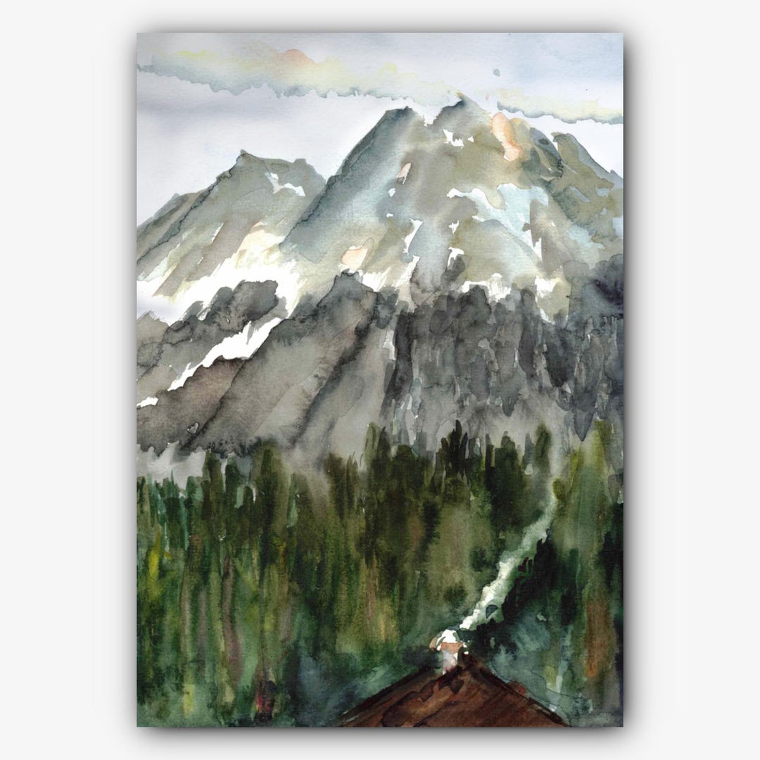 German Alps Art ORIGINAL Art Watercolour Painting Watercolor Art ...