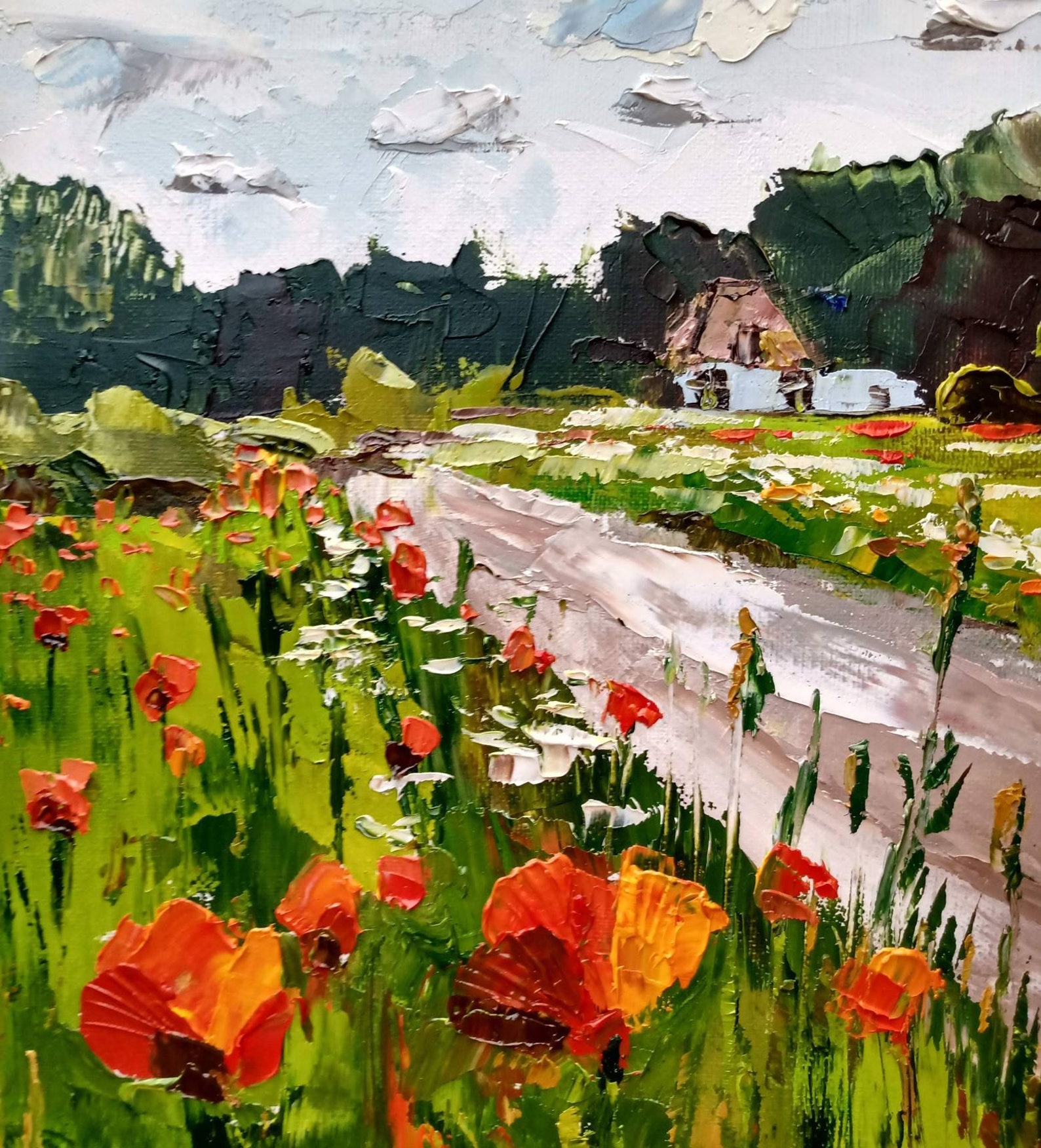 Poppy Field Art Original Painting Custom Landscape Painting - Etsy