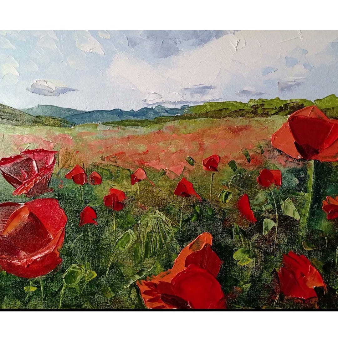 Impasto Poppy Field Oil Painting Tutorial: Beginner Art Lesson (video ...