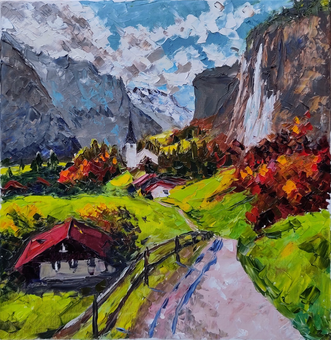 Lauterbrunnen Switzerland Art Print: Impasto Swiss Landscape - Etsy
