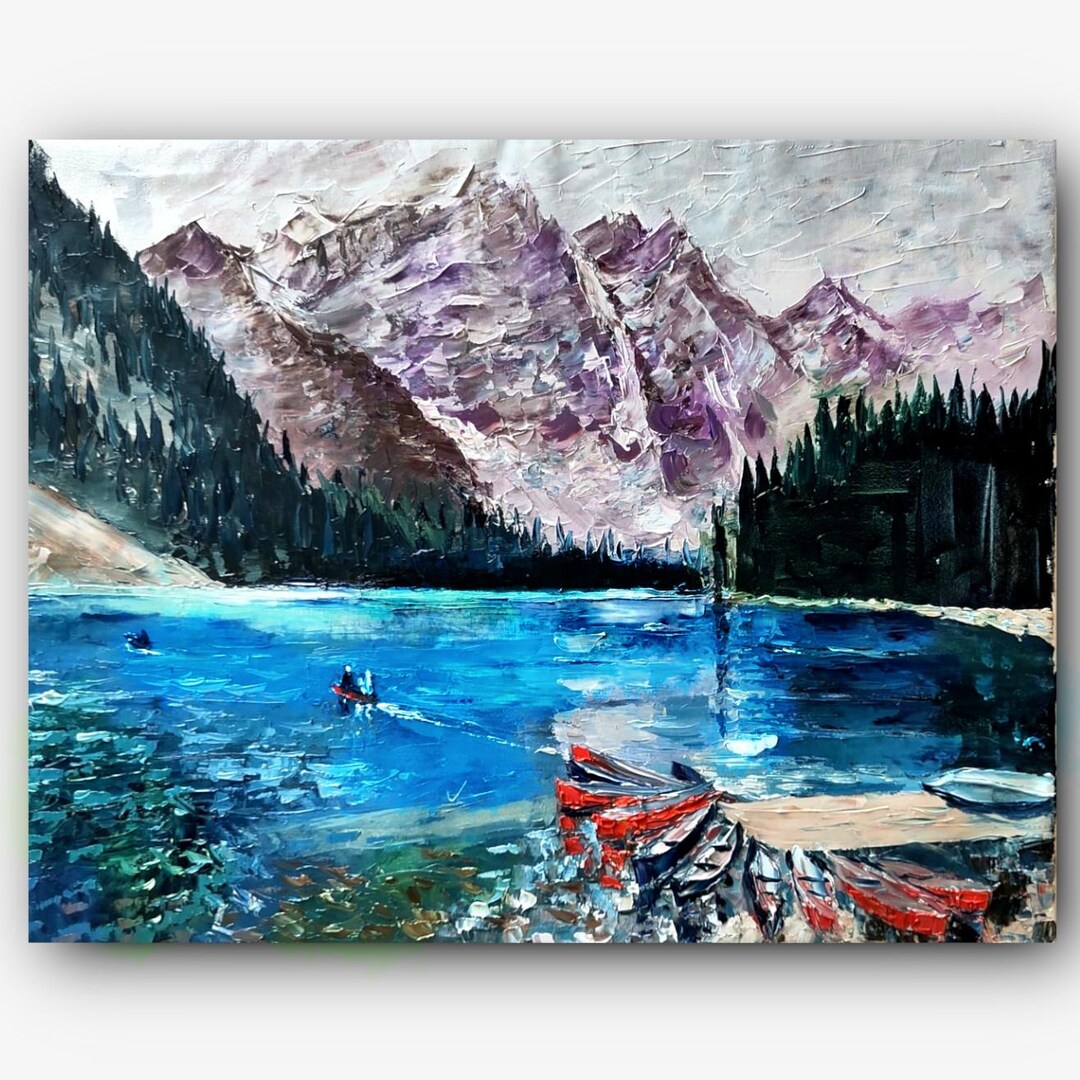 Banff Art Original Art Oil Painting Canada Watercolor Art Moraine Lake ...