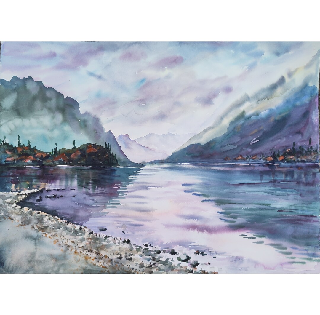 Lake Como Art Original Art Watercolor Art Lago Di Como Italy Watercolor ...