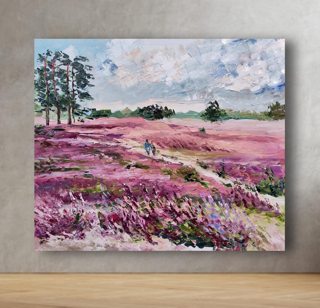 Heather Field Art Original Painting Oil Painting Moorland Art Palette ...