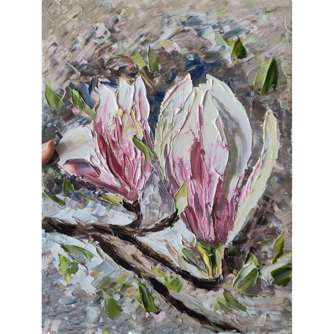 Magnolia Art Original Art Oil Art Magnolia Blossom Art Pink Blossom Art ...