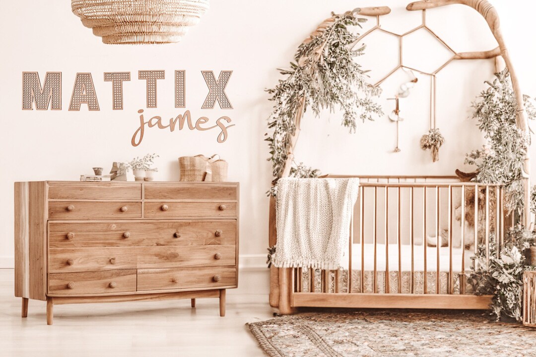 Stacked Rattan Name Sign, Rattan Initials, First and Middle Name Sign ...