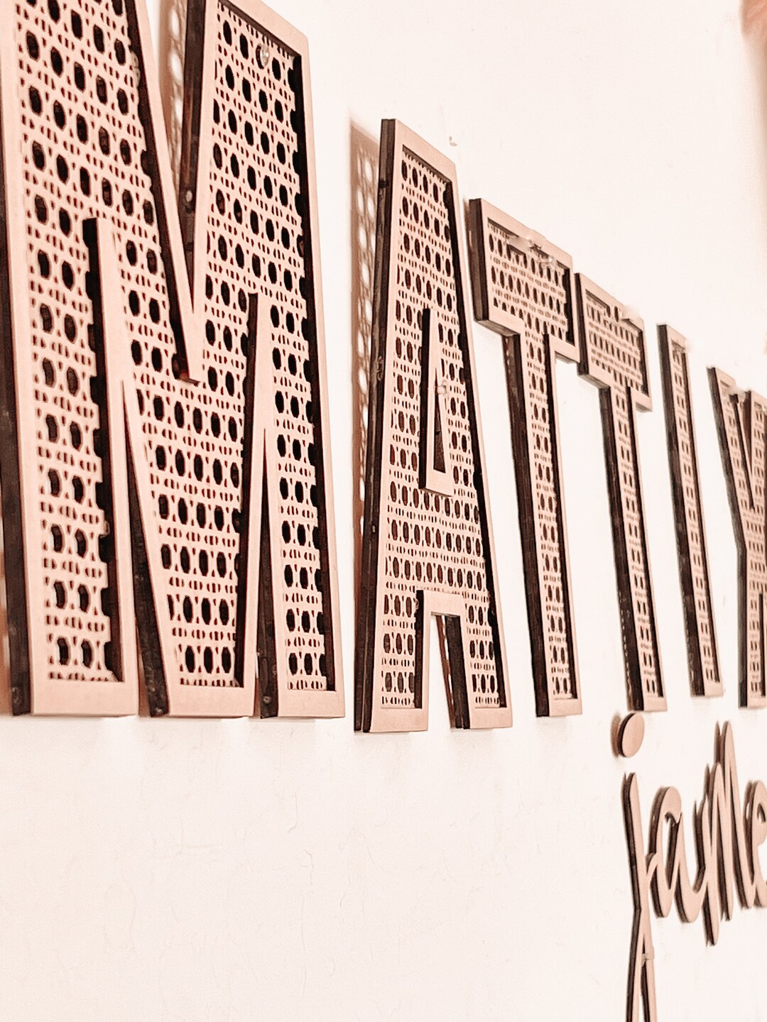 Stacked Rattan Name Sign, Rattan Initials, First and Middle Name Sign ...