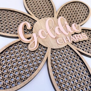 Large Daisy Name Sign Wood Rattan Personalized Nursery Daisy Baby ...