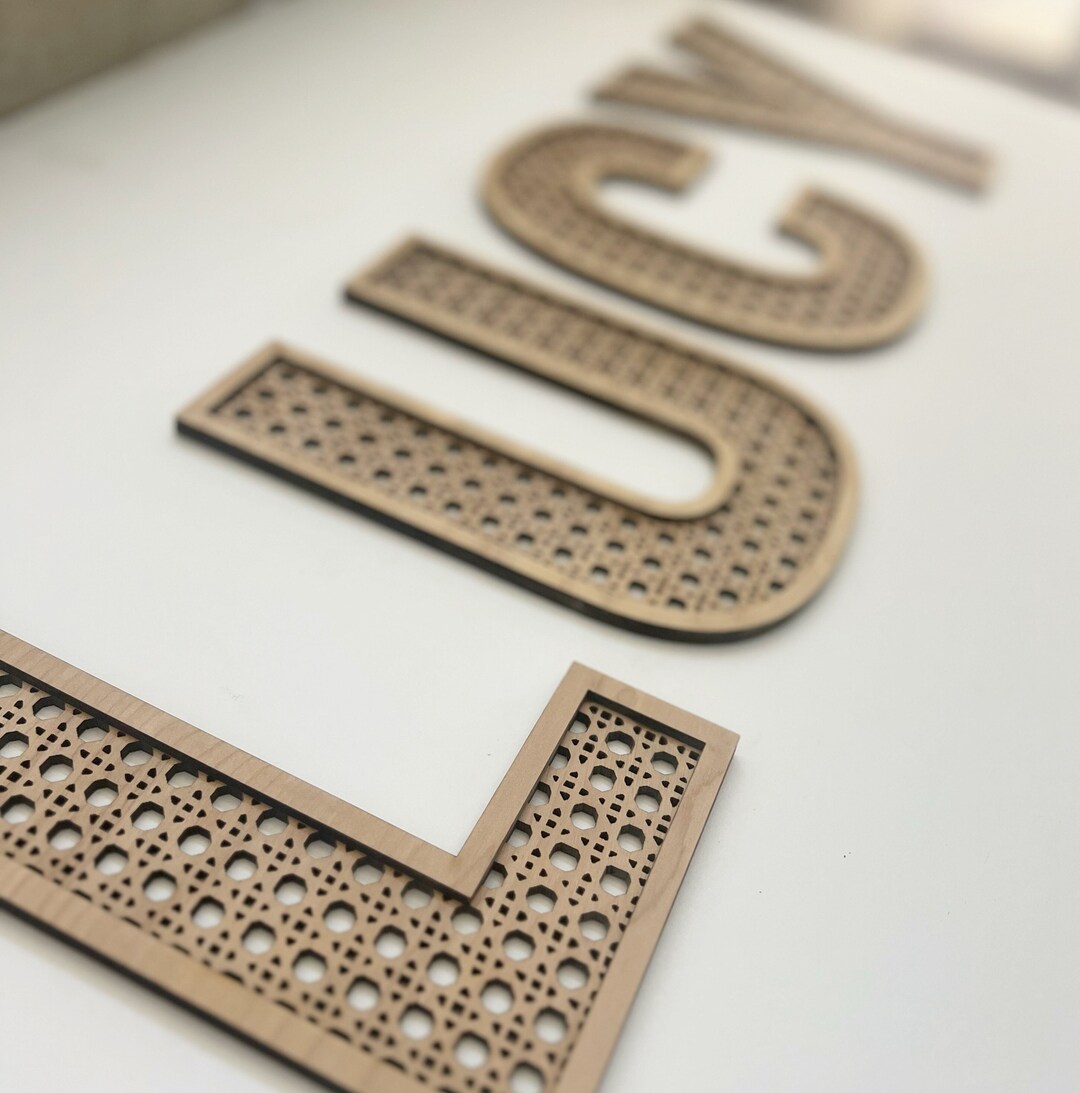 Rattan Initial Name Sign, Dorm Room Monogram Letters, Boho Nursery Wall ...