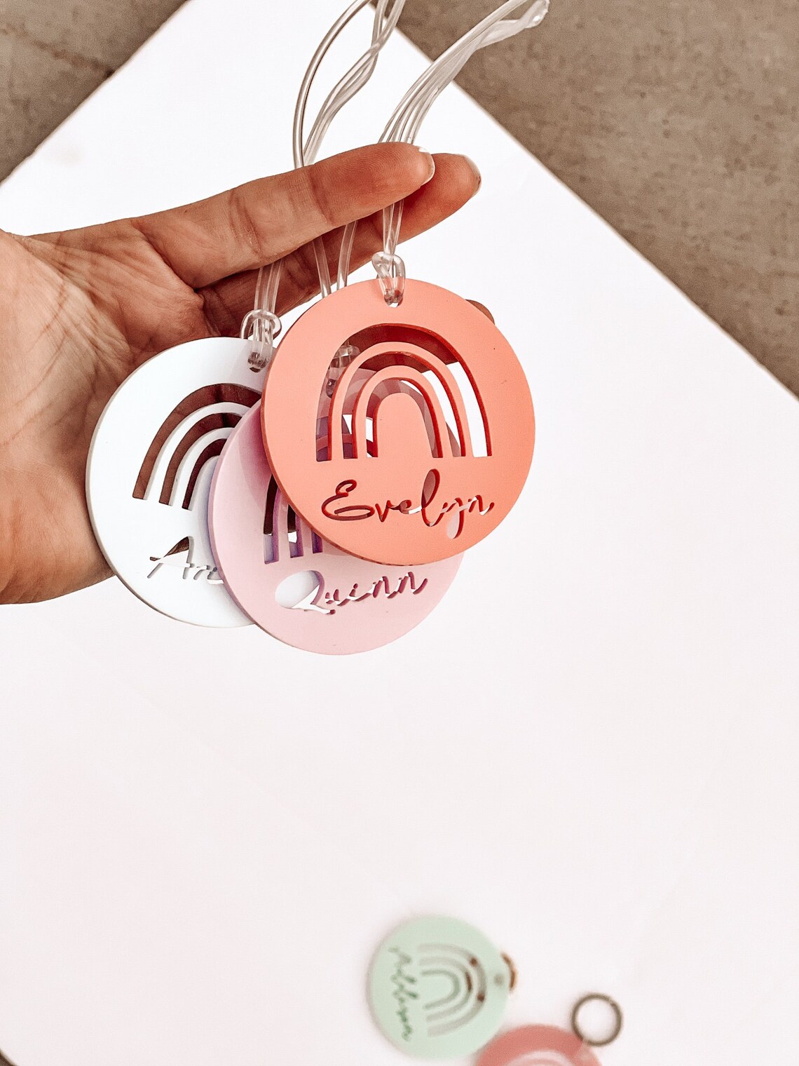 Personalized Rainbow Back Pack Tag Acrylic Backpack Name - Etsy