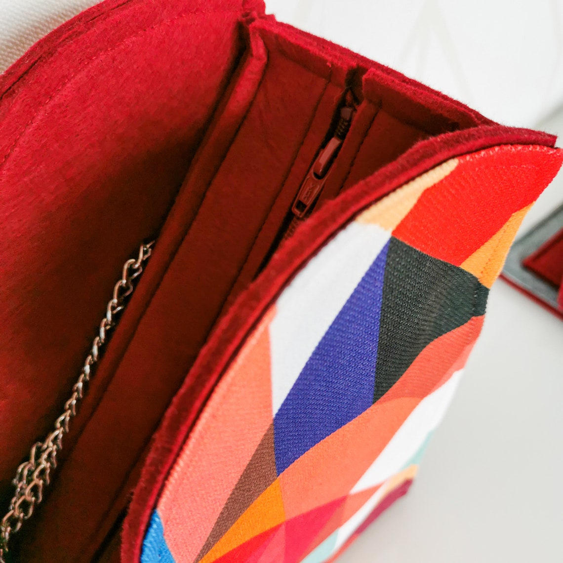 Chic Red Heart Purse, Shoulder Bag With Chain, Handmade Felt Handbag ...