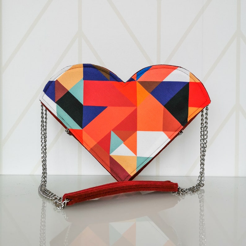 Chic Red Heart Purse, Shoulder Bag With Chain, Handmade Felt Handbag ...