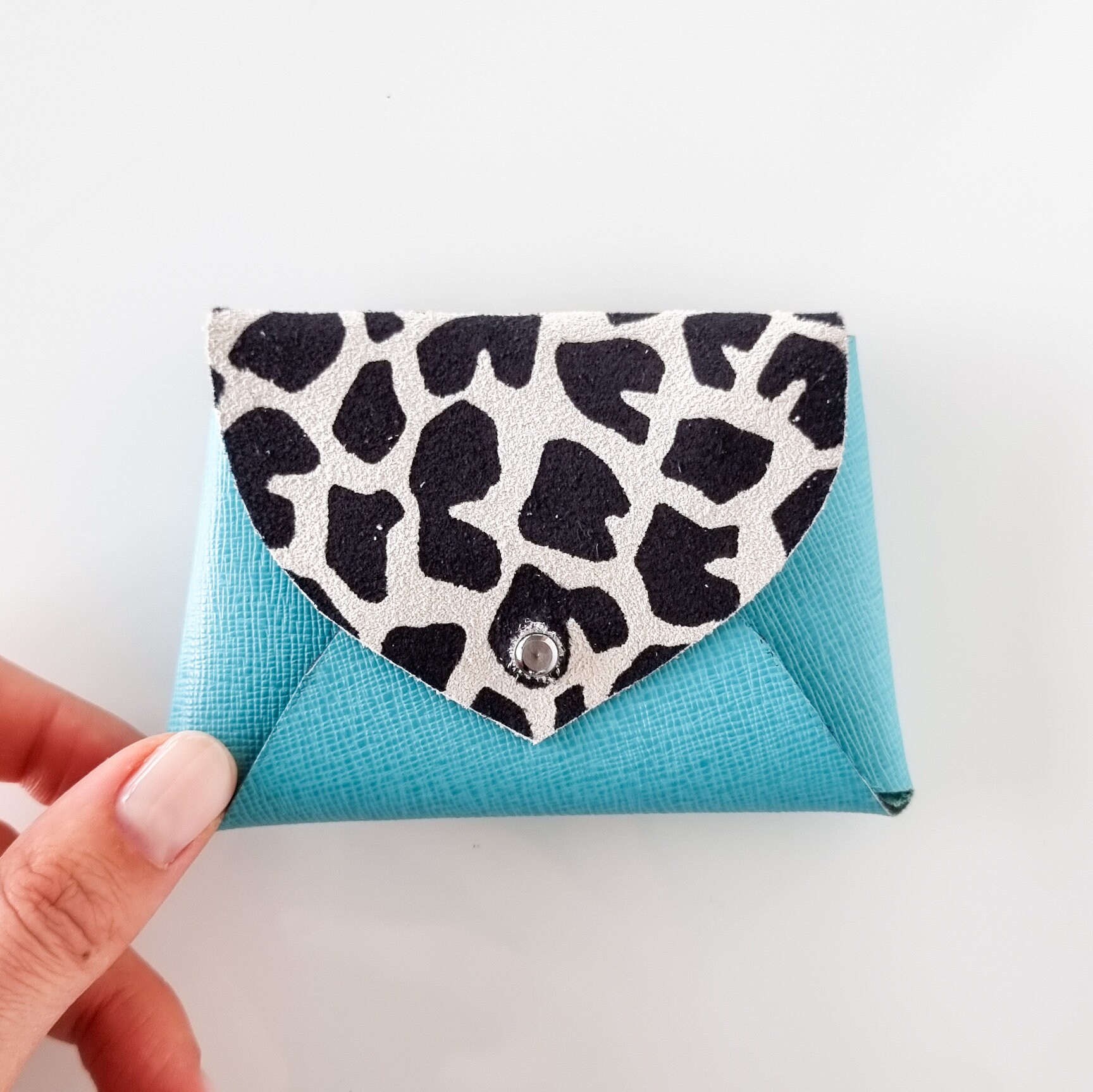 Blue Leather Coin Purse, Colorful Genuine Leather Coin Purse, Animal ...