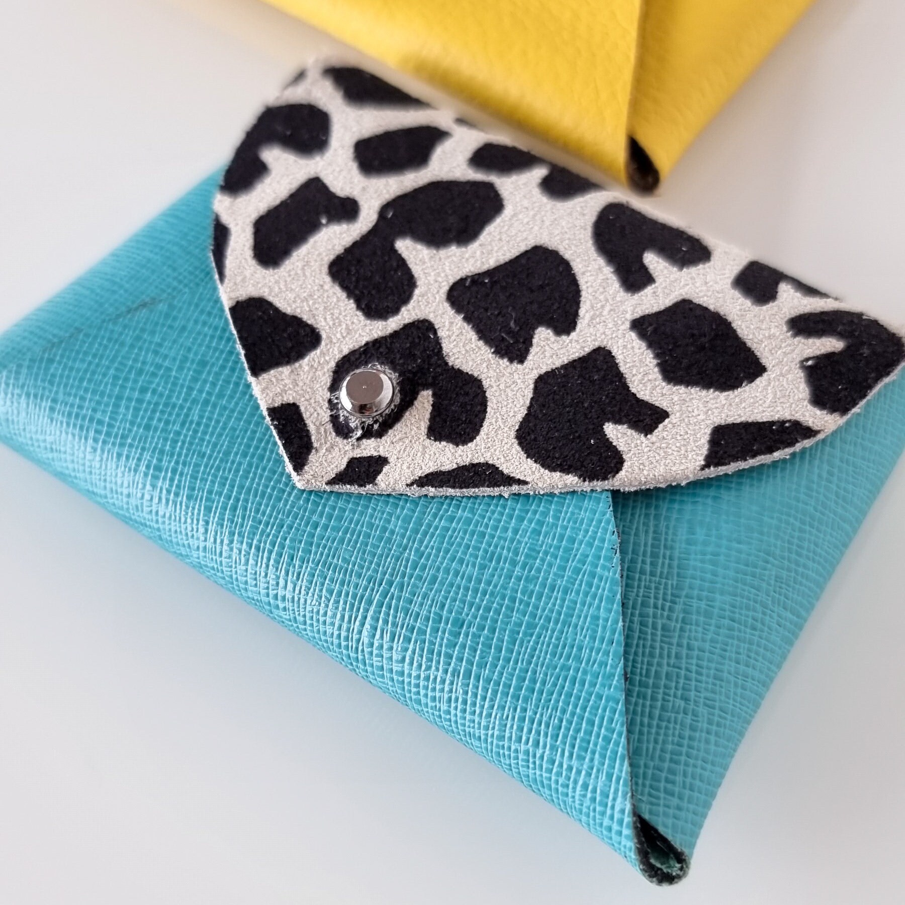 Blue Leather Coin Purse, Colorful Genuine Leather Coin Purse, Animal ...